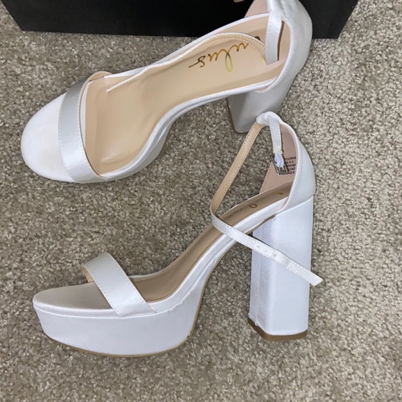 Lulus | Shoes | Ivory Satin Platform Heels Bridal | Poshmark